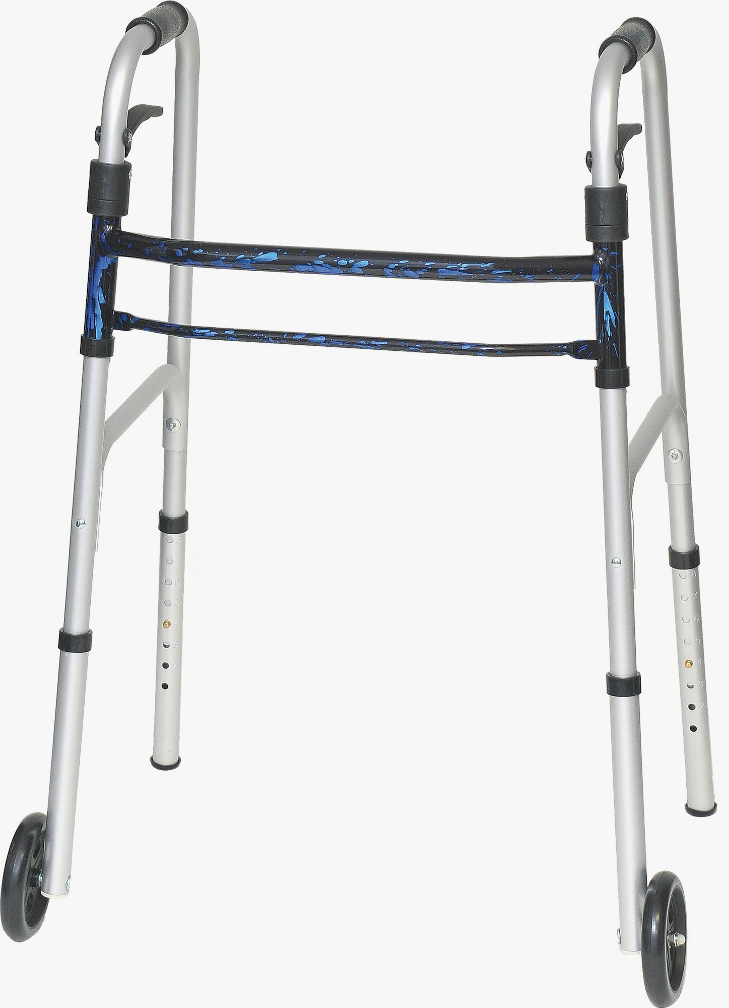 Folding Dual Lever Release Adjustable Walker w/Wheels, Adult ...